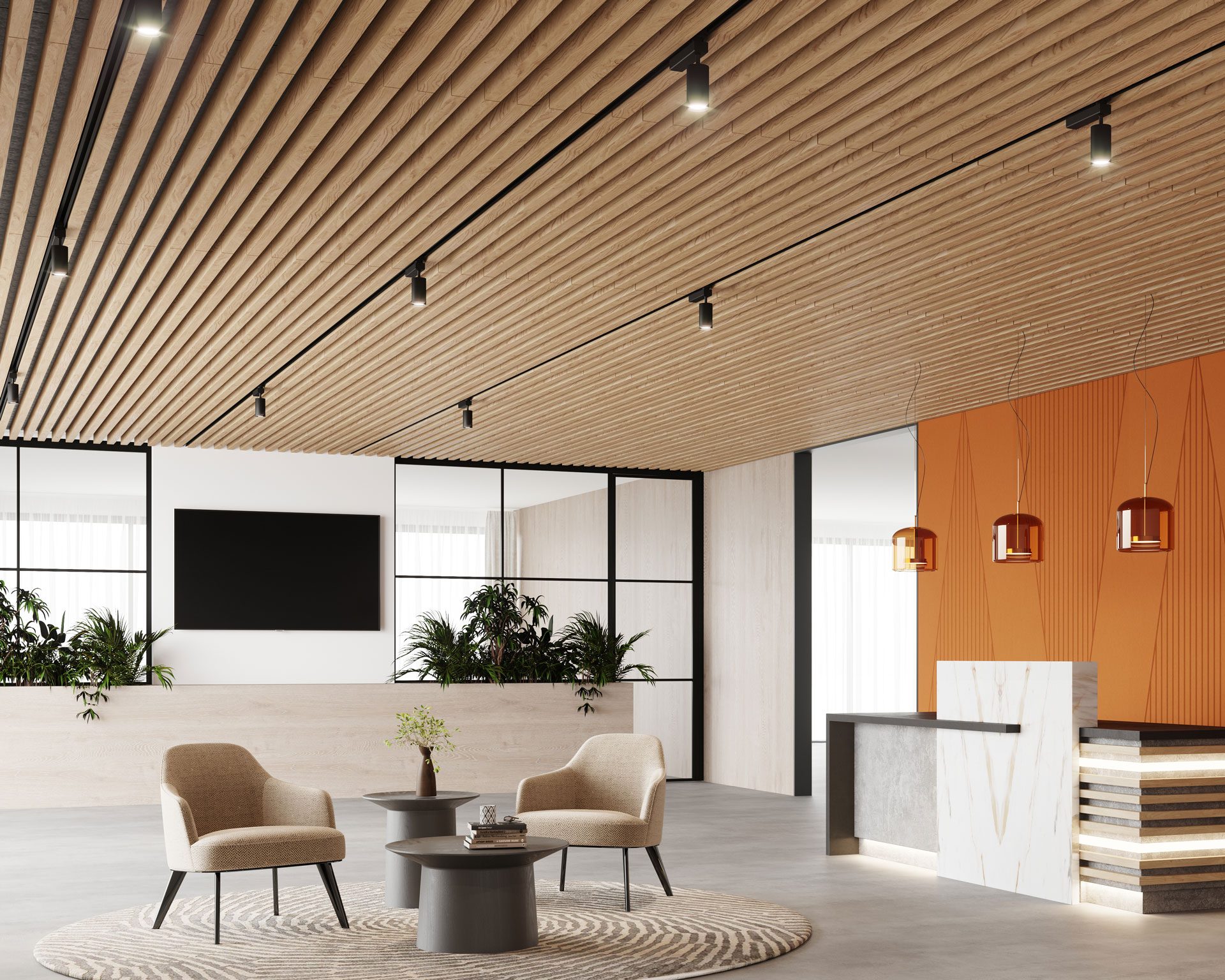 Wooden Slat Ceiling System | Shelly Lighting