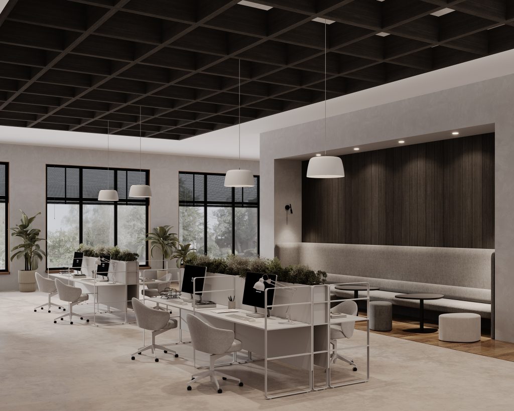 Open Framework Ceiling Grid - WoodGrain