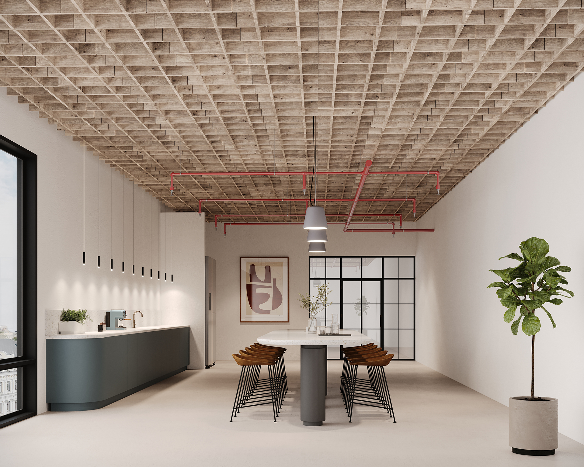 Woven, Buffalo Ceiling Frames - WoodGrain