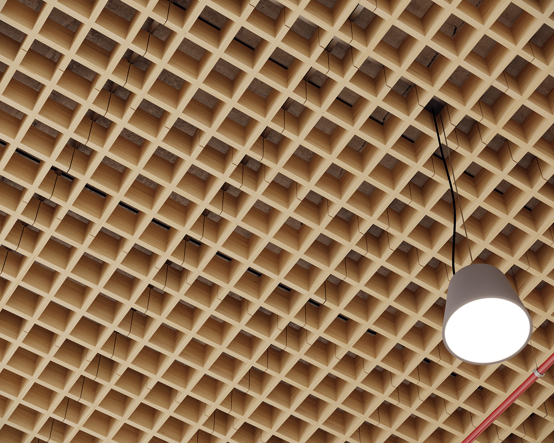Woven, Pincheck Ceiling Frames - WoodGrain