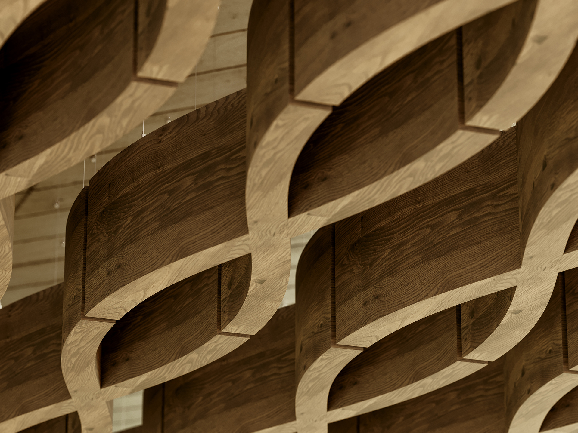 Billow Connect Ceiling Baffles - WoodGrain