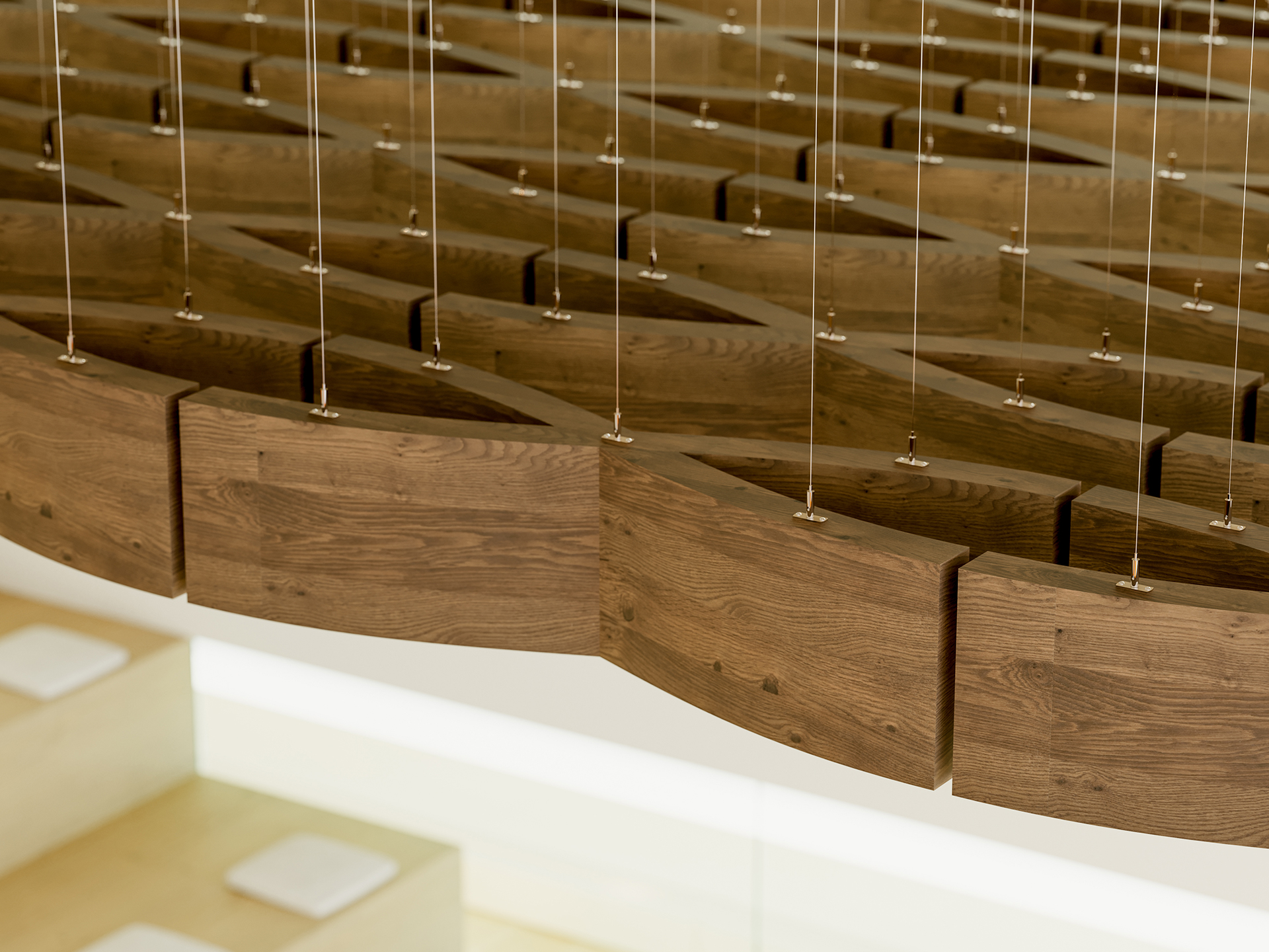 Billow Connect Ceiling Baffles - WoodGrain