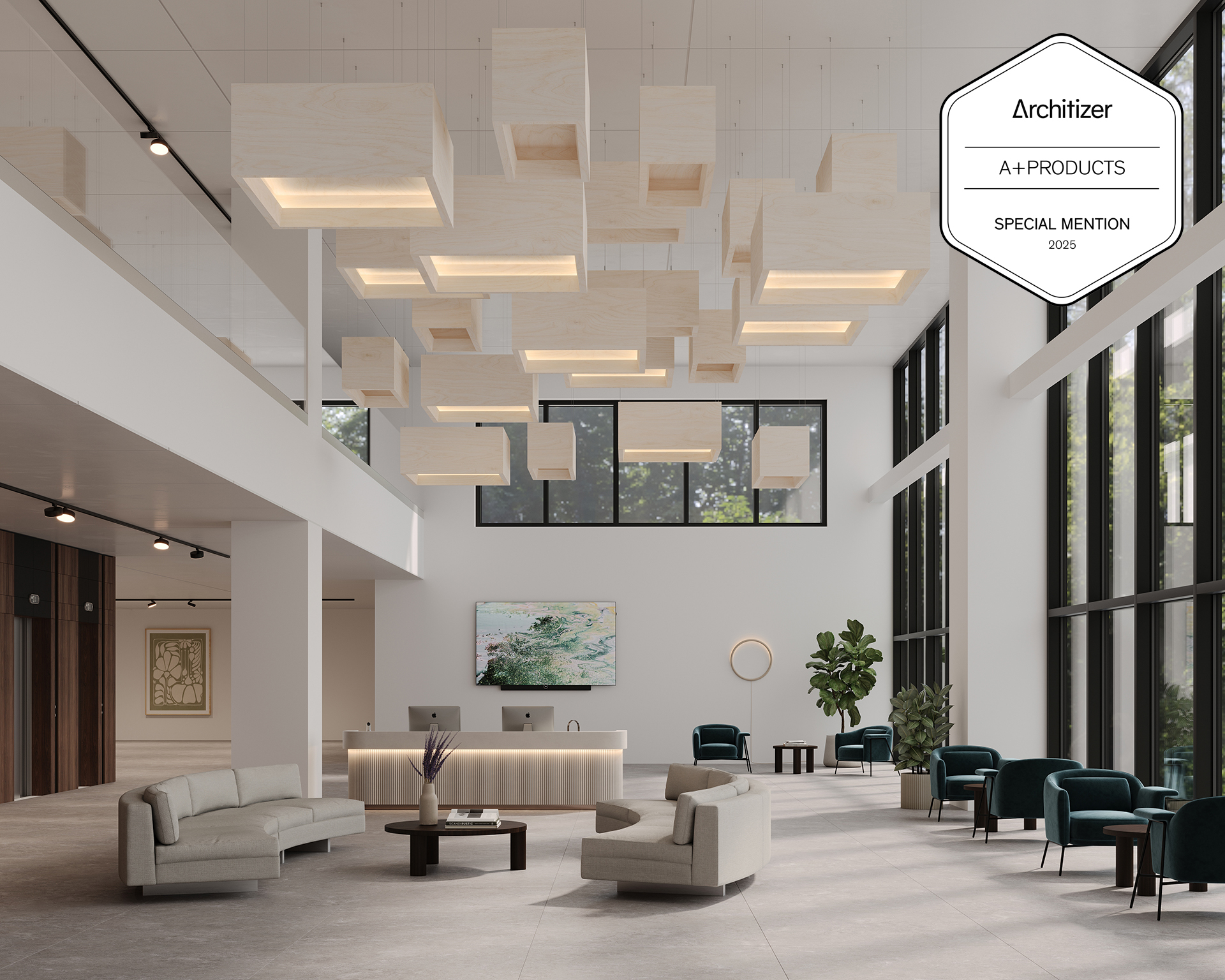 Shallow Blox Ceiling Cloud - WoodGrain